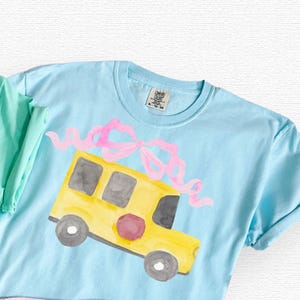 Watercolor Bus With Bow - Back to School Preppy Style - Digital ...