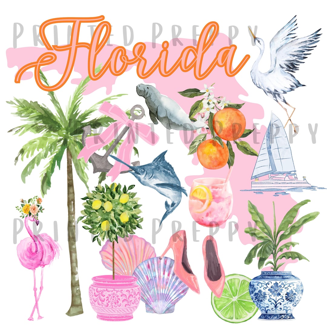 Florida Preppy Digital Art: Coastal Grandma Aesthetic, Chinoiserie ...