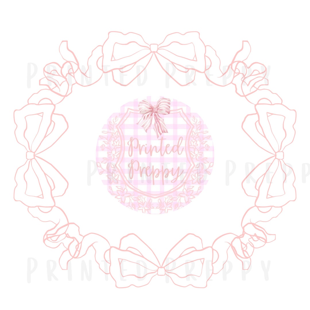 Preppy Bow Frame Circle PNG // Preppy Monogram Frame // Bow Circle for ...