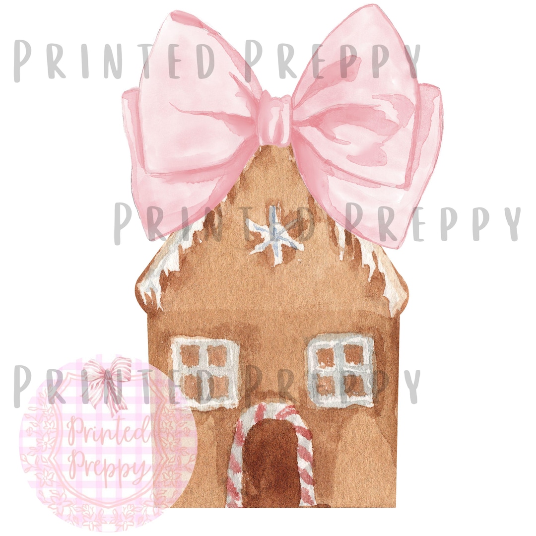 Preppy Christmas Gingerbread House Watercolor PNG // Christmas ...