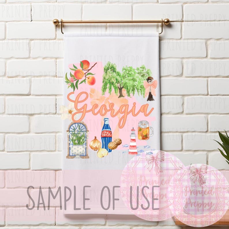 Preppy Georgia Peach Watercolor Digital Art - Southern Charm PNG & JPG ...