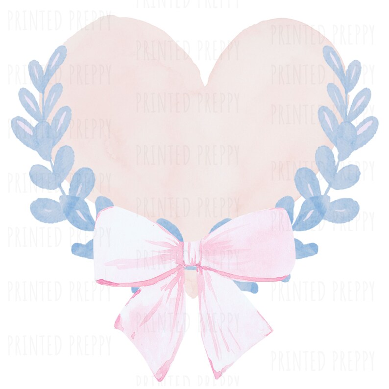 Preppy Pink Heart With Blue PNG Clipart Instant Download // - Etsy