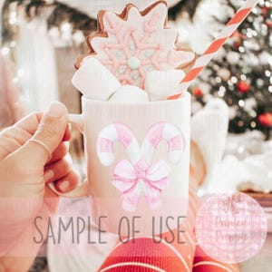 Preppy Pink Candy Canes With Pink Bow PNG Clipart - Instant Download ...