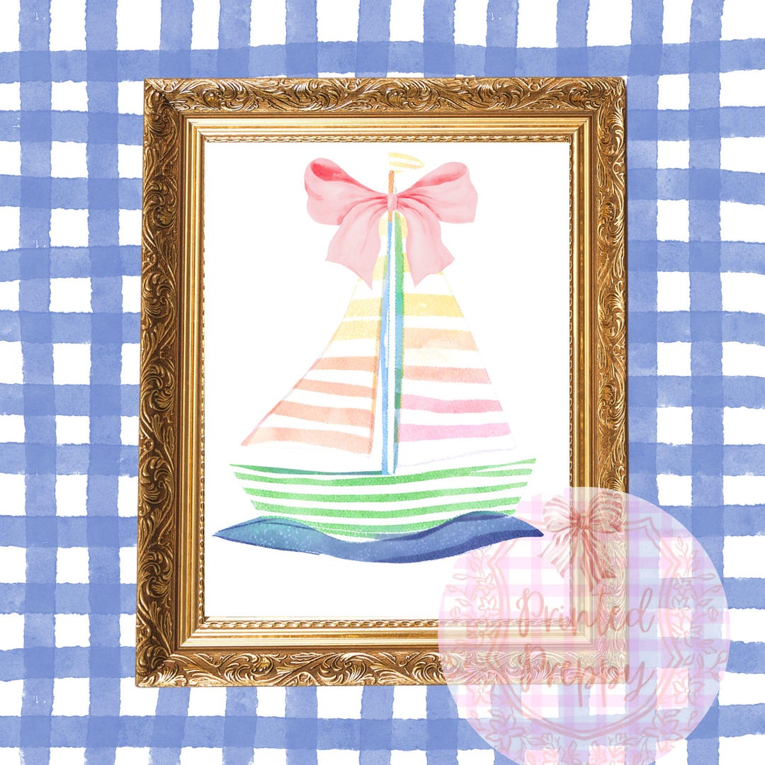 Pastel Sailboat PNG , Preppy Fisherman Aesthetic , Preppy Coastal PNG ...