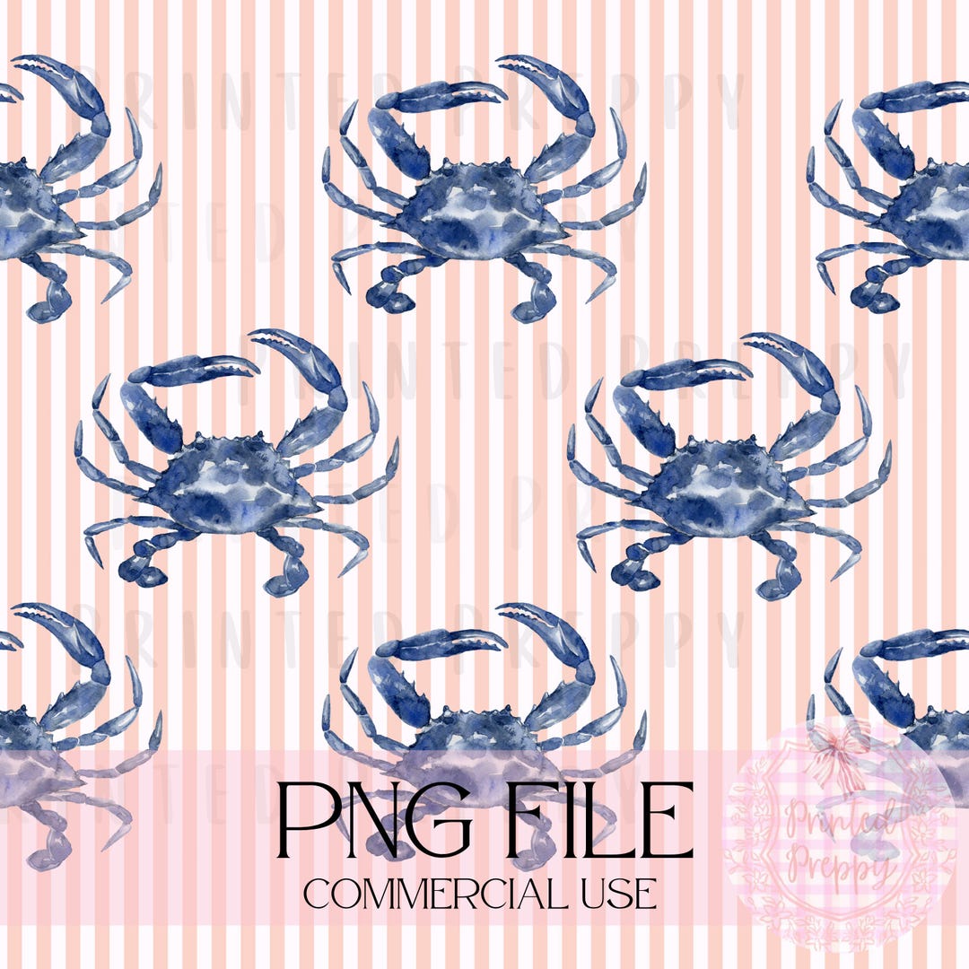 Preppy Pink Stripes With Crab Pattern// PNG Digital Download // Preppy ...