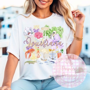 Louisiana Preppy PNG and JPG / Preppy Louisiana Watercolor Map ...