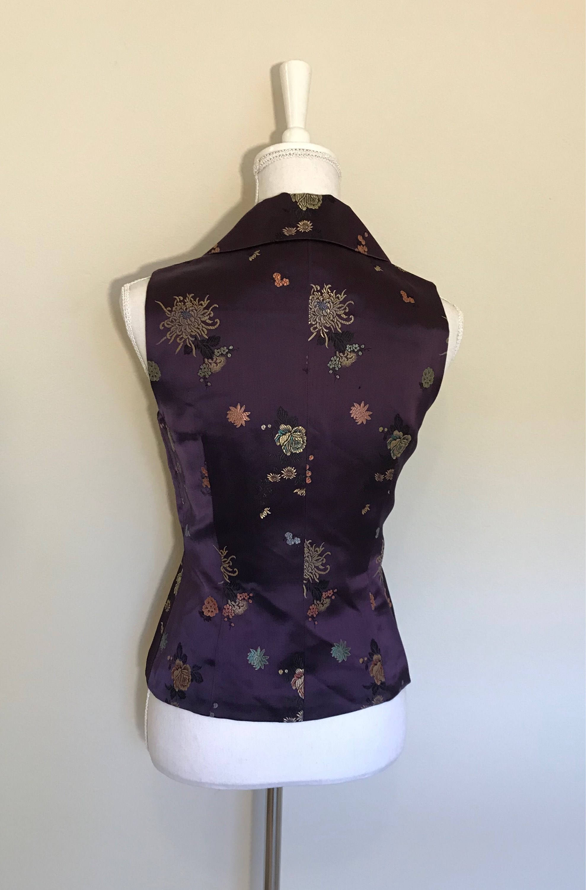 Vintage Asian Style Silk Vest / Boutique Handmade/ Embroidered Garment ...