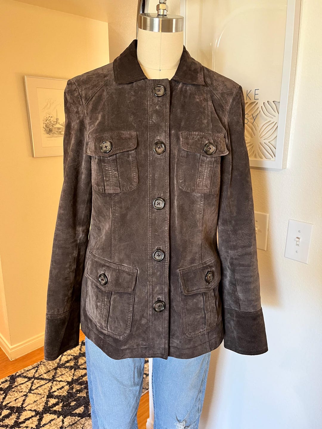 Vintage Chocolate Brown Suede Jacket /size Med - Etsy