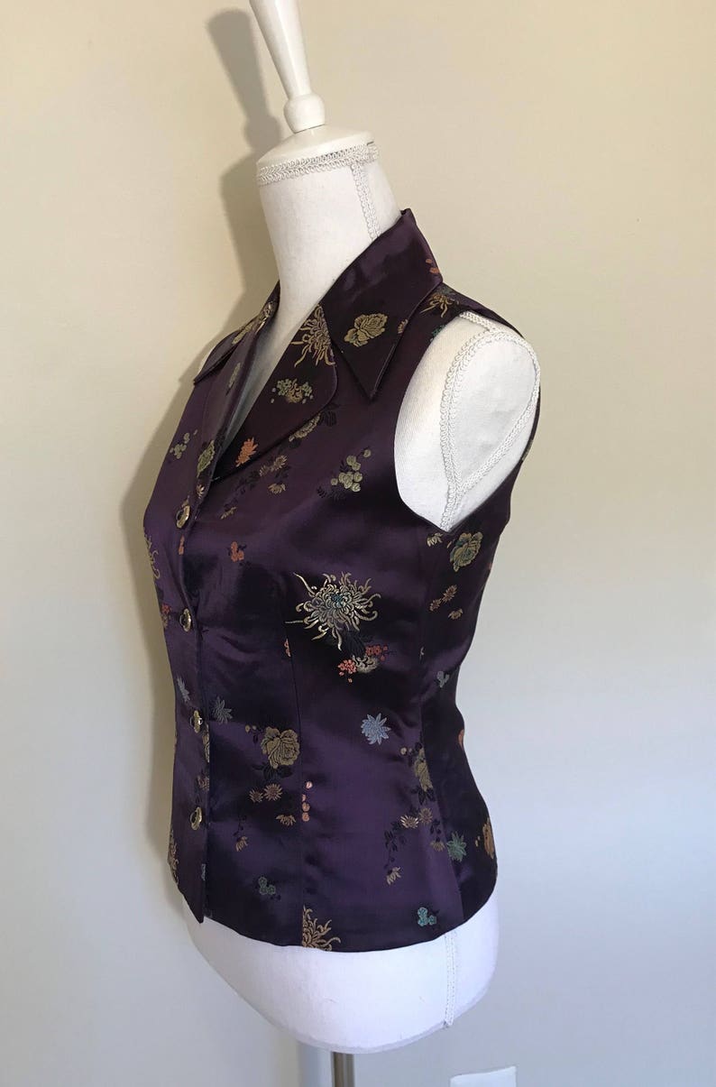 Vintage Asian Style Silk Vest / Boutique Handmade/ Embroidered Garment ...