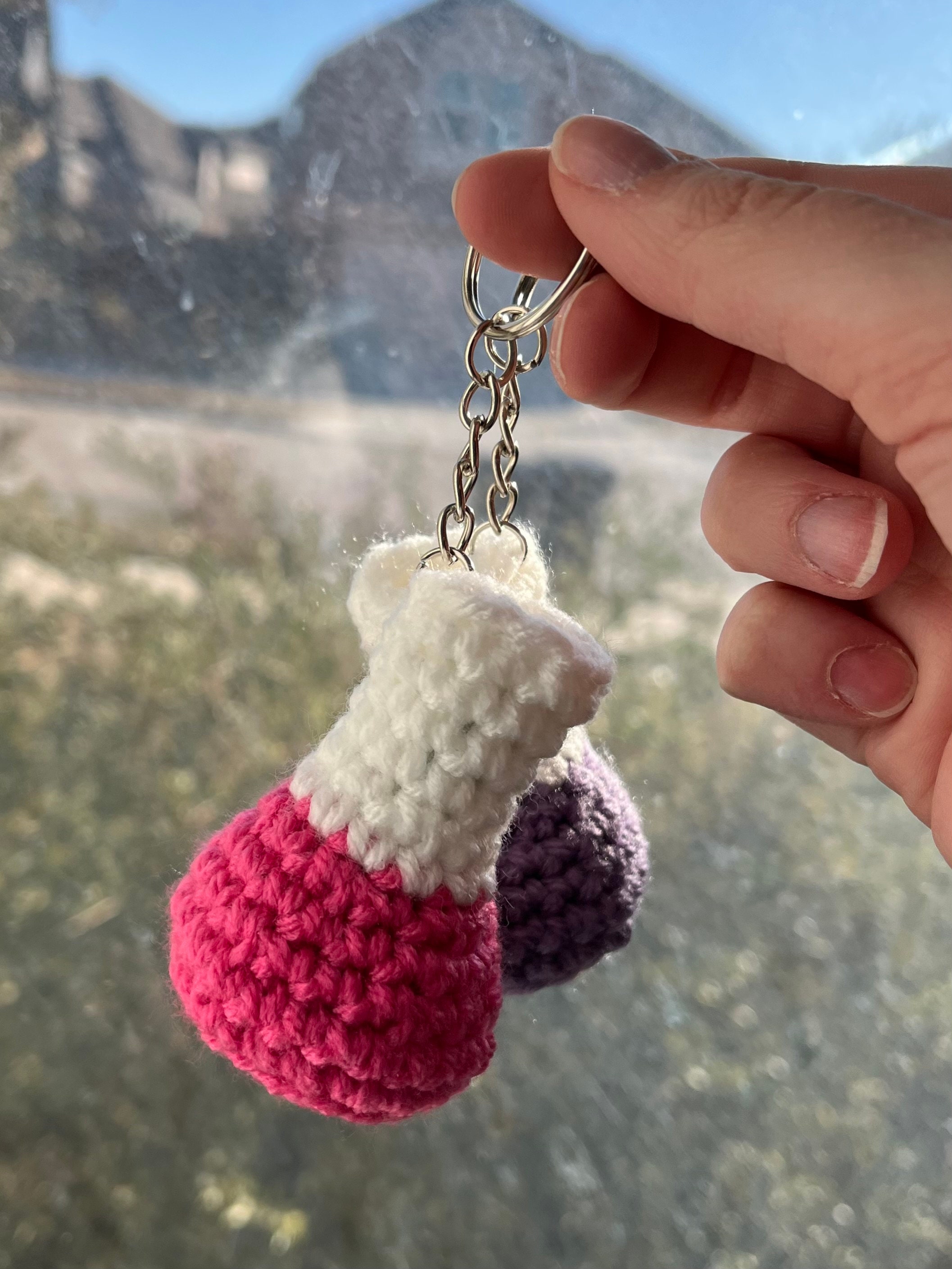 Erlenmeyer Flask Keychain, Chemistry Keychain, Crochet Lab Flask ...