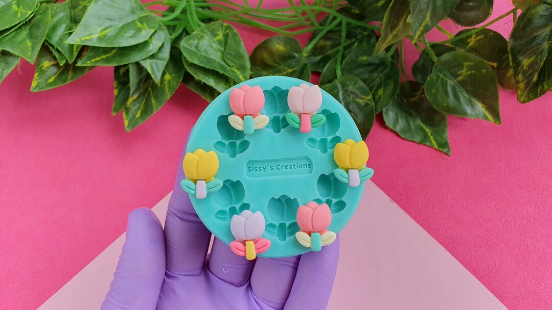6 Tulip Flowers Mold 3D, 2 Cm, for Resin, Polymer Clay, Wax, Soap ...