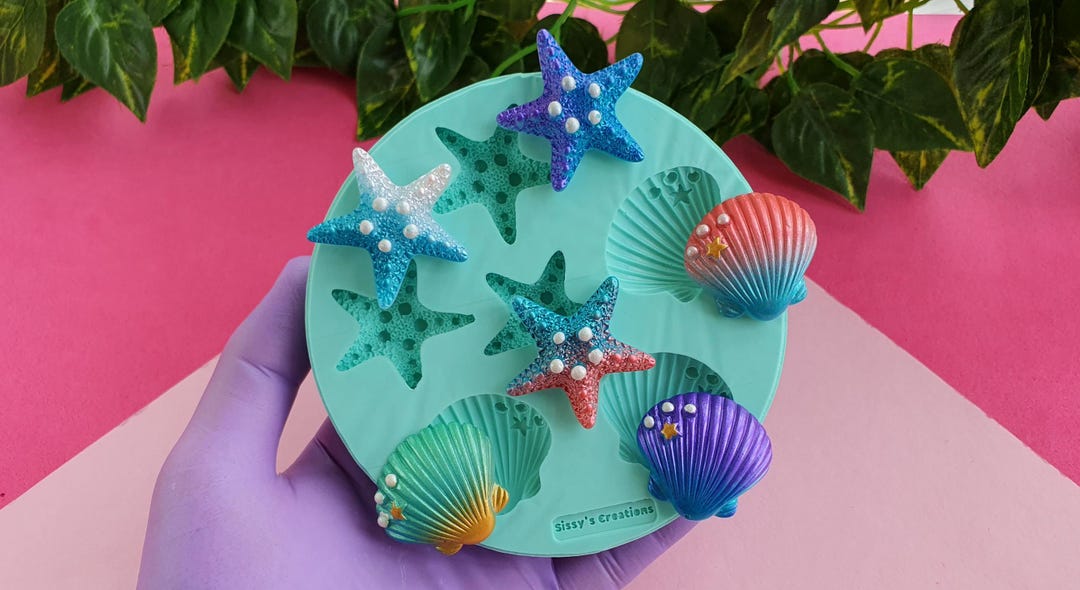 Shells and Starfish Mold, 3 Cm, for Epoxy Resin, Polymer Clay. Wax ...