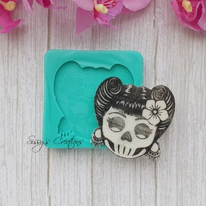 Mexican Female Skull Mold, 5 Cm, for Resin and Polymer Clay - Etsy