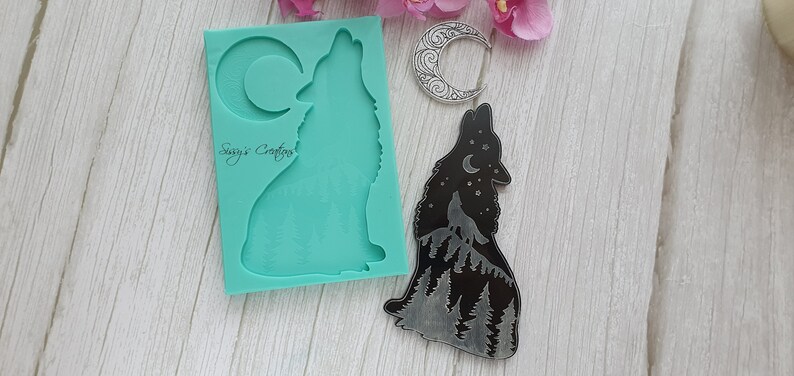 Big Wolf and Moon Mold 14 Cm for Resin and Polymer Clay - Etsy