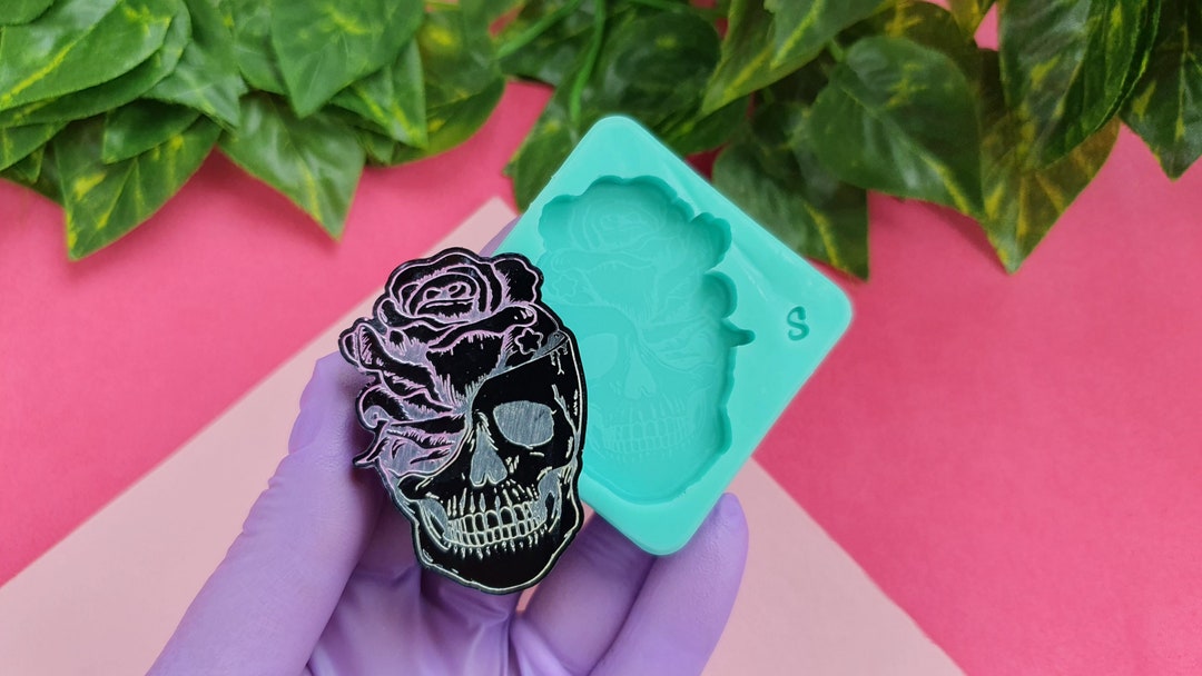 Skull With Rose Mold, 5 Cm, for Epoxy Resin, Polymer Clay, Wax, Soap ...
