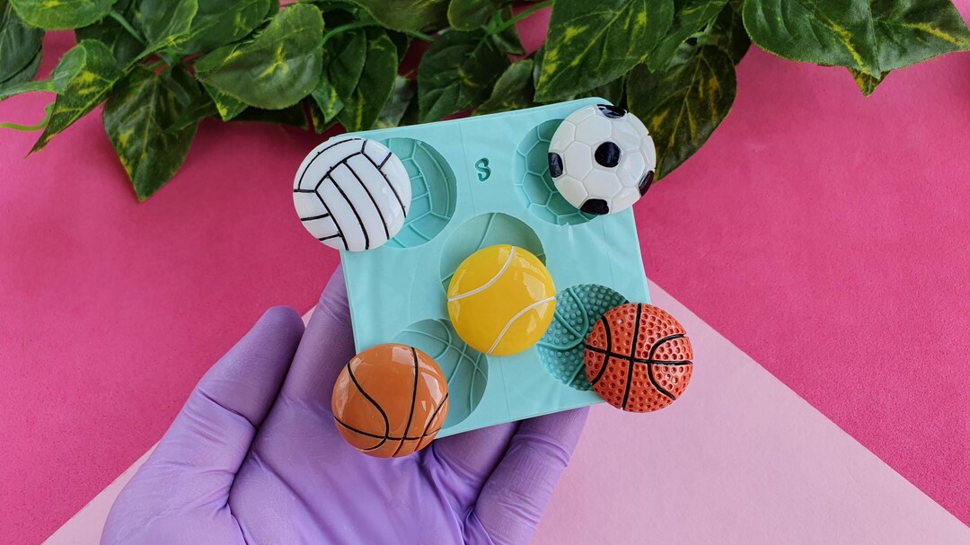 Sports Balls Mold 3D, 2,7 Cm, 5 Pcs, for Epoxy Resin, Polymer Clay. Wax ...