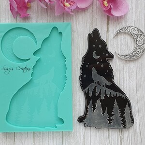 Big Wolf and Moon Mold, 14 Cm, for Resin and Polymer Clay - Etsy