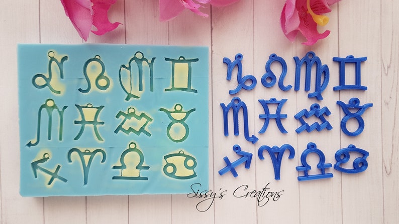 Zodiac Signs Mold 2 Cm For Resin And Polymer Clay Etsy