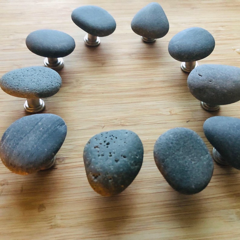 Beach Stone Knobs Nautical Knobs Cabinet Rock Knobs Stone - Etsy