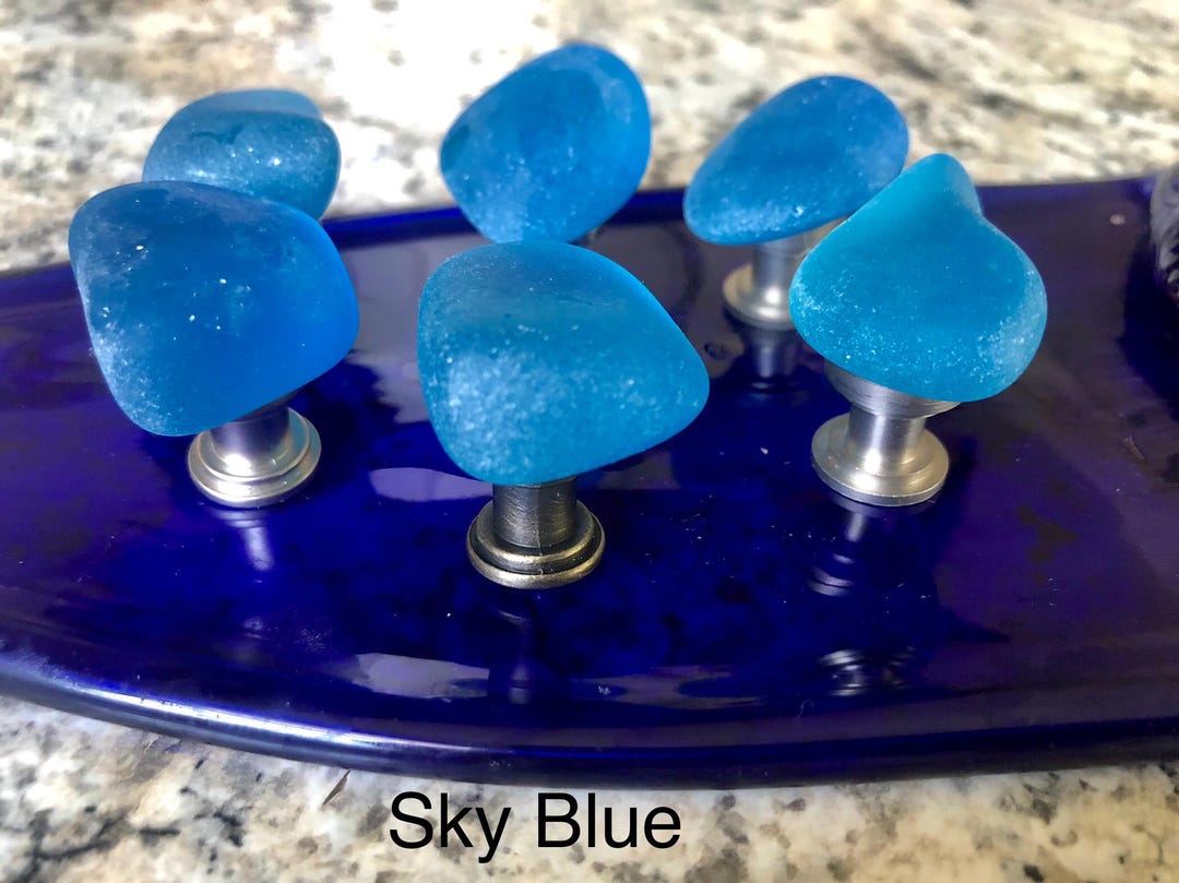 Sky Blue Sea Glass Knobs, Nautical Knobs, Beach House Decor, Nautical Decor, Hotel Design, Beach ...