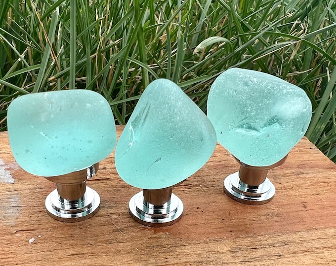 Beachy Glass Cabinet Knobs, Turquoise Fused Glass Knobs, Drawer Knobs, Light Blue and White ...