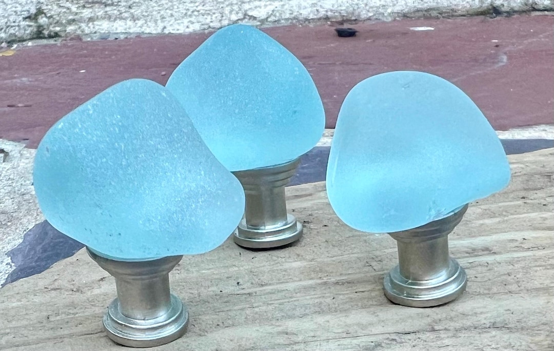 Sea Glass Sea Foam Knobs, Nautical Knobs, Seaglass Pulls, Light Blue ...