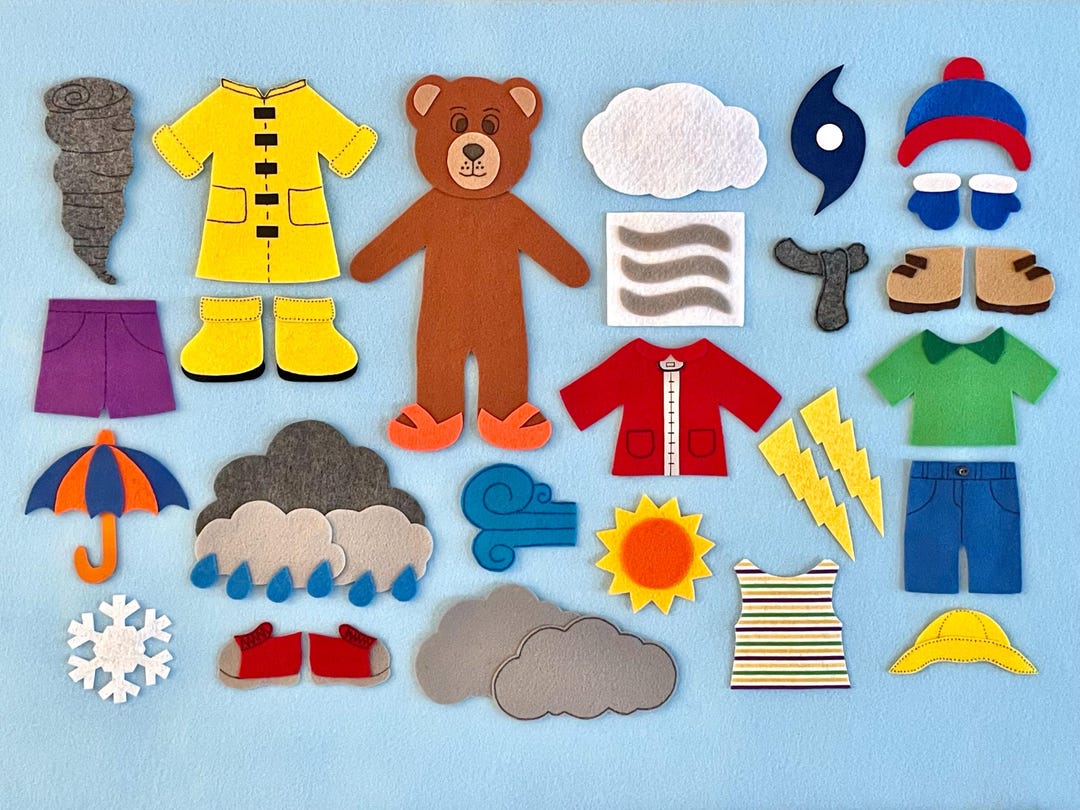 Weather Bear Felt Board Set: Dress-up Teacher Resource - Etsy