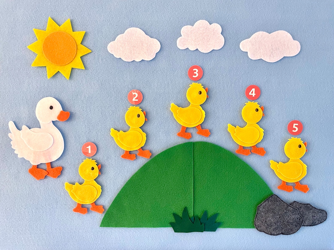 5 Little Ducks Felt Board Story/preschool Songs/daycare Songs/teaching ...
