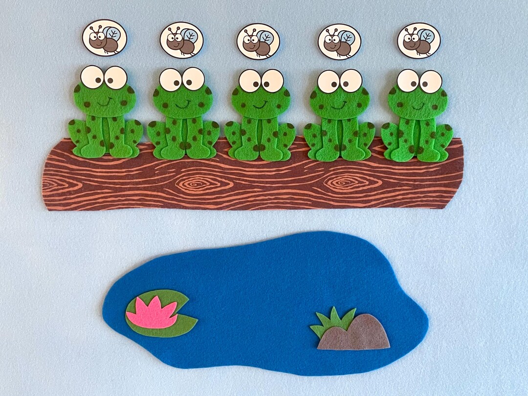 Five Green Speckled Frogs Felt Board Set – Children's Song, Teacher ...