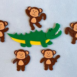 Five Little Monkeys Felt Board Story: Teacher Resource, Preschool Props ...