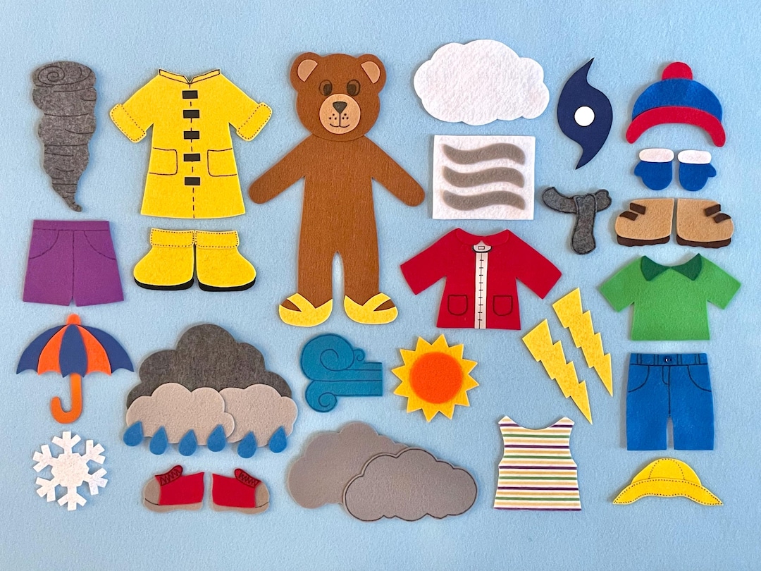 Weather Bear Felt Board Set: Dress-up Teacher Resource - Etsy