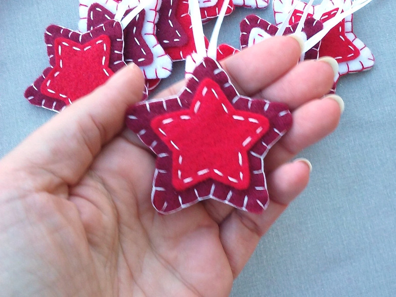 10 Red Star Decorations Red Felt Stars Christmas Ornaments - Etsy