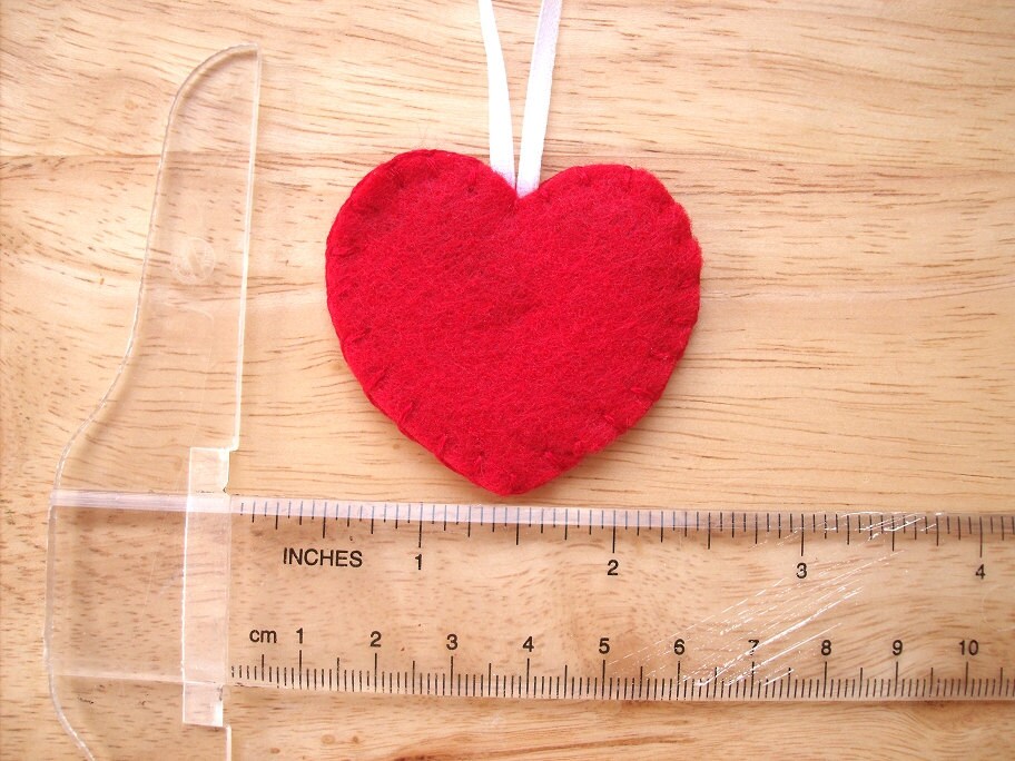 10 Red Heart Decorations Valentines Heart Ornaments Felt - Etsy