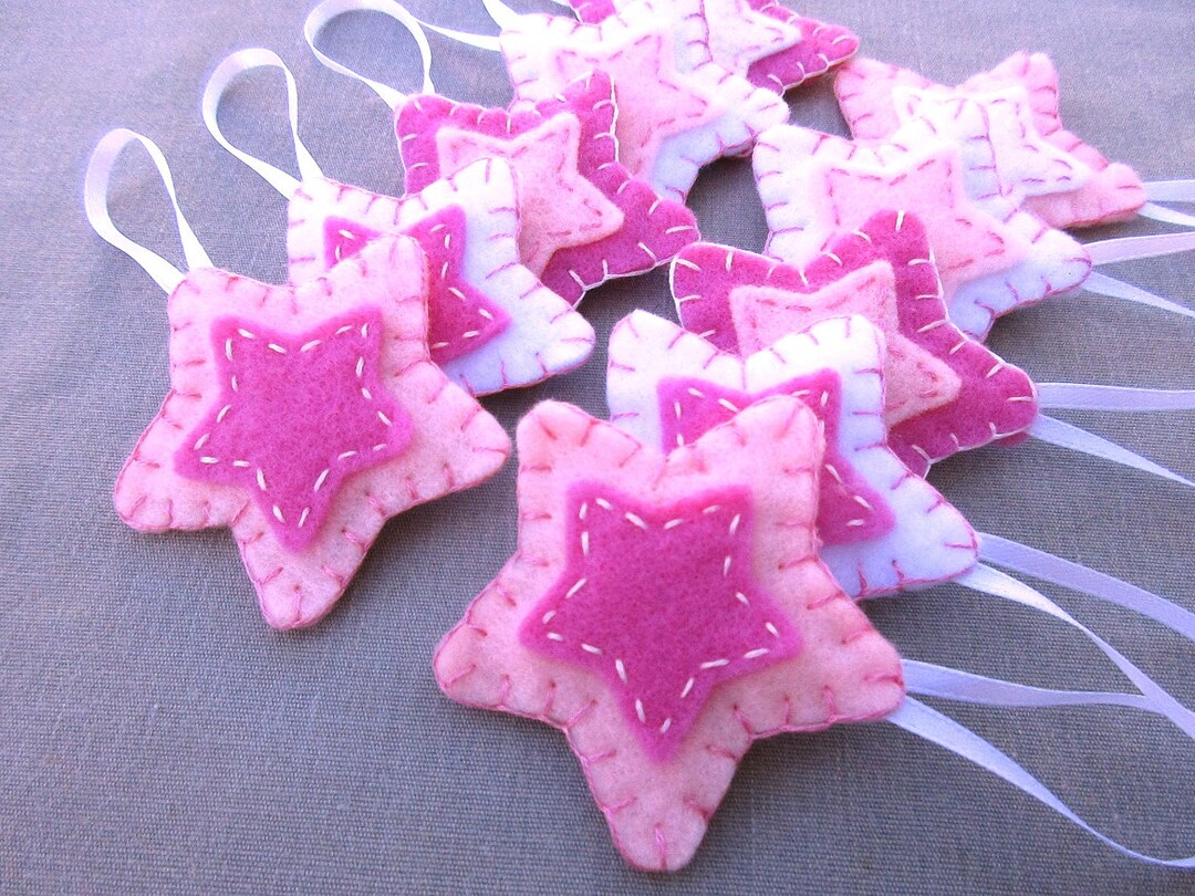 10 Pink Star Decorations, Candy Pink Star Ornaments, Pastel Pink and ...