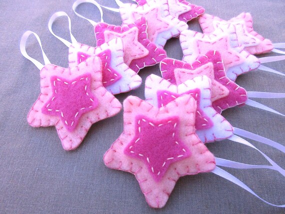 10 Pink Star Decorations Candy Pink Star Ornaments Pastel - Etsy