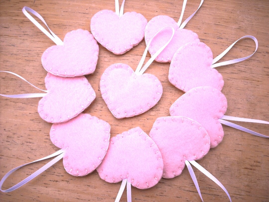 10 Light Pink Heart Ornaments, Rose Pink Valentine Decorations, Girl ...
