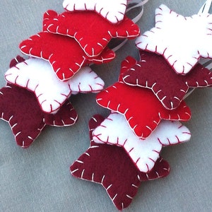 10 Red Star Decorations Red Felt Stars Christmas Ornaments - Etsy