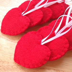 10 Red Heart Decorations, Valentines Heart Ornaments, Felt Home Decor ...