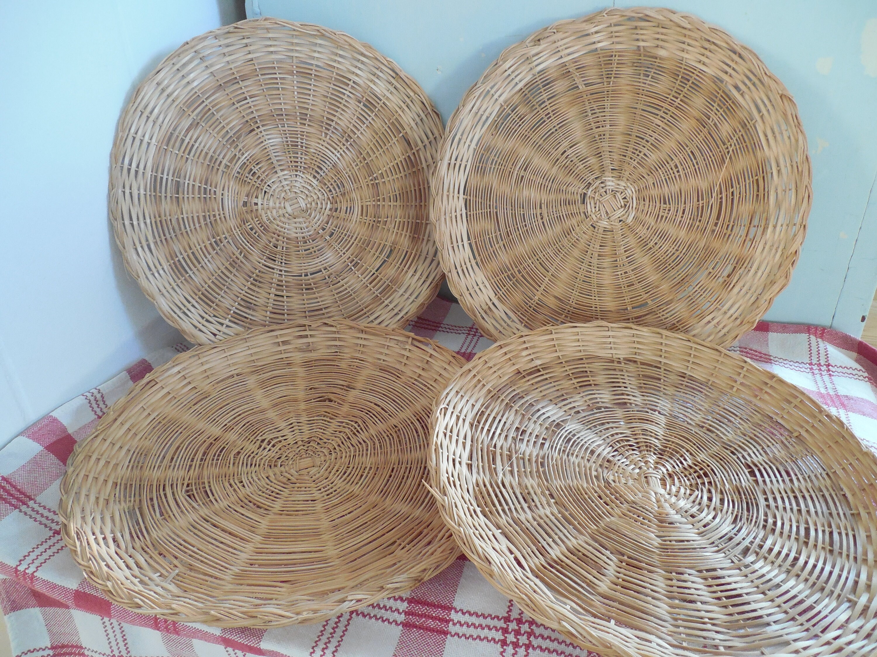 Set of 4 Wicker Paper Plate Holders Tiki Rattan 9-1/2 | Etsy
