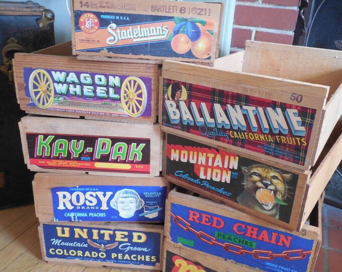 Wood Fruit Produce Crate With Great Paper - Etsy