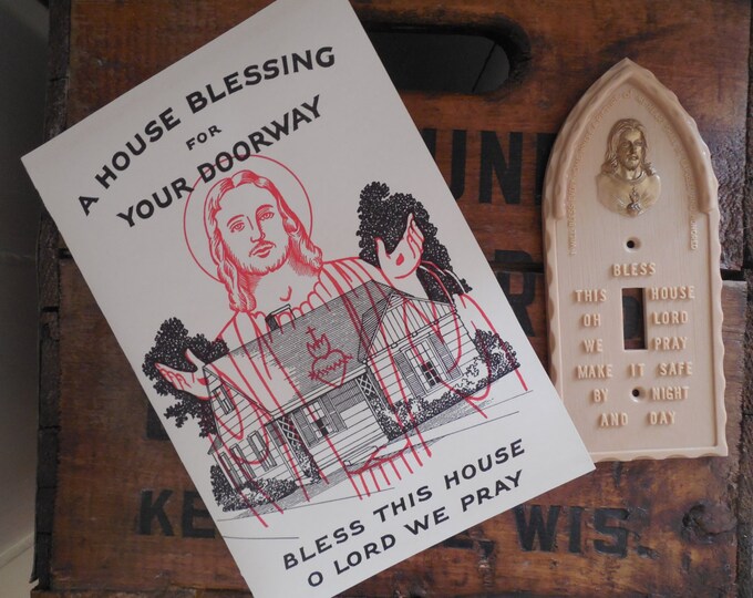 Vintage Jesus Bless This House Light Switch Plate Cover NOS Complete ...