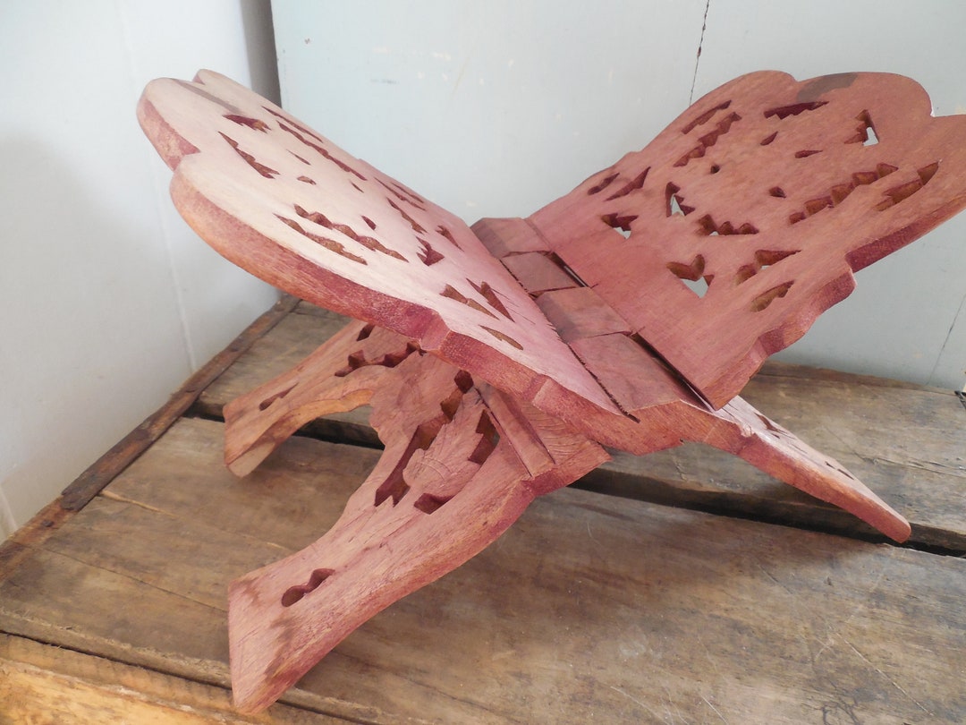 Vintage Wooden Carved Foldable Book or Bible Holder/stand India - Etsy