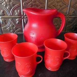 Fun Vintage Smiling Red Kool Aid Pitcher and Four Cups | Etsy