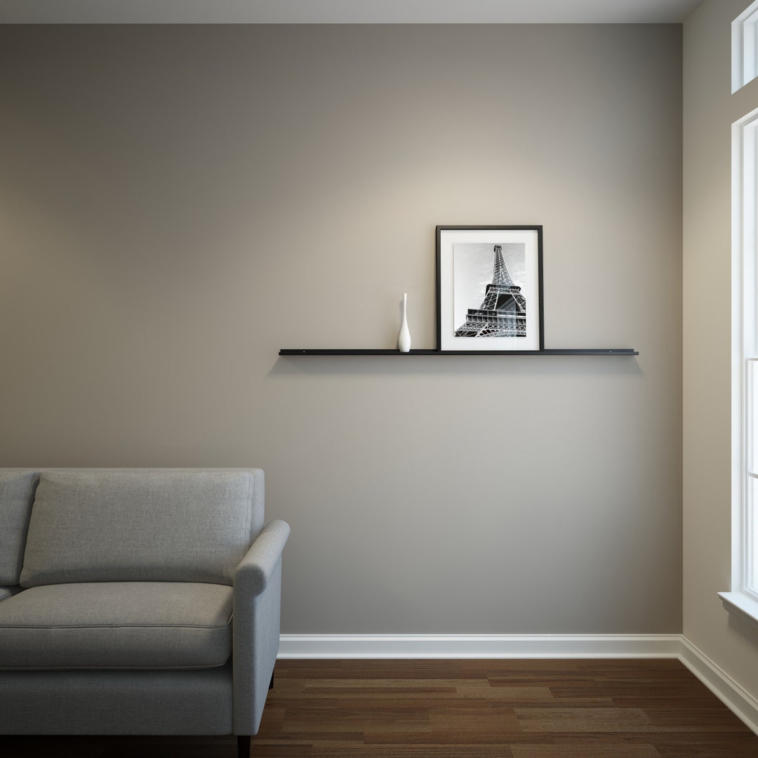 5 Ft Floating Ledge for Photos and Pictures, Powder Coated White, Black ...