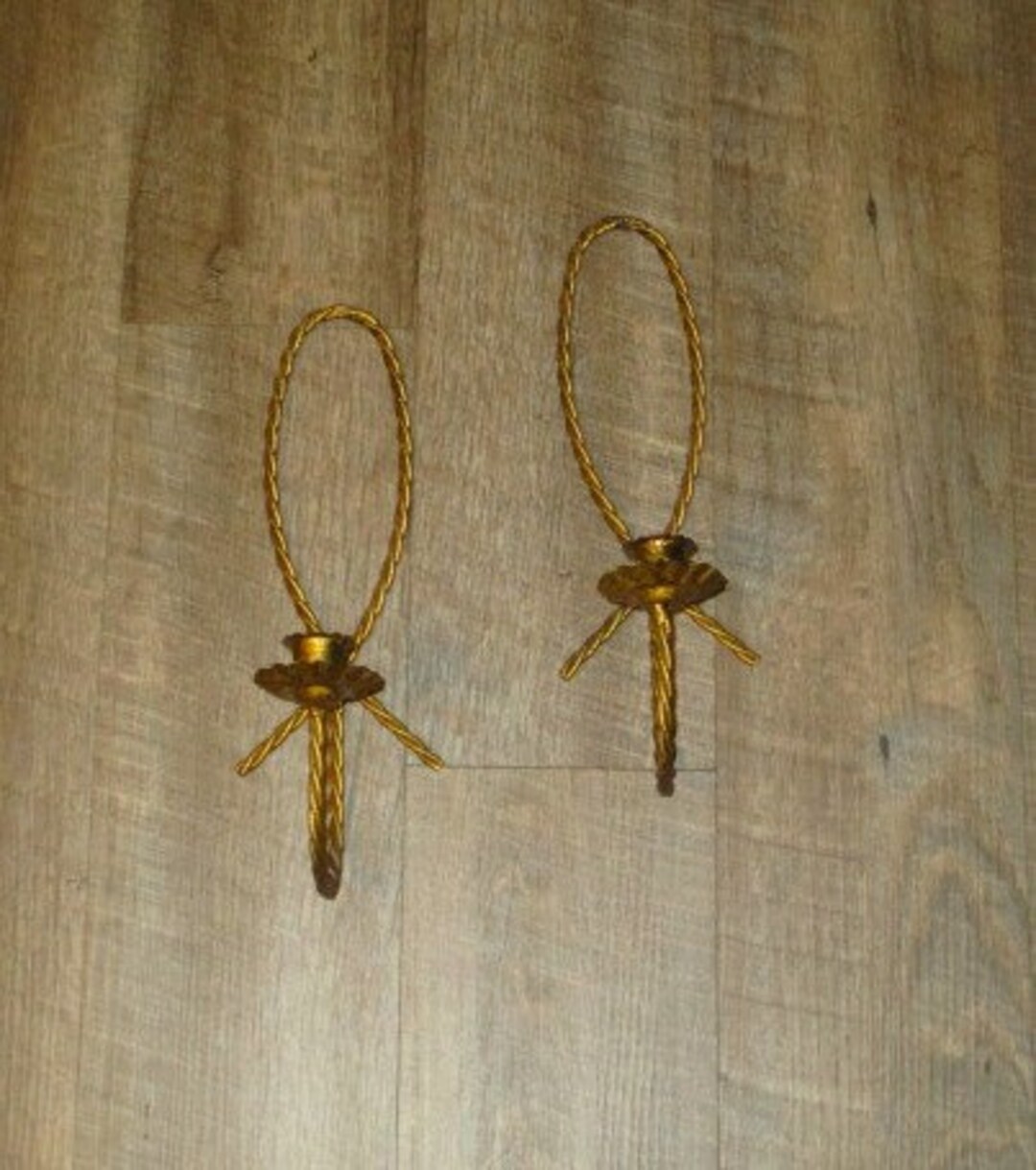 Vintage Home Interior Gold/ Black Rope Sconce, Metal Sconce, Set of 2 ...