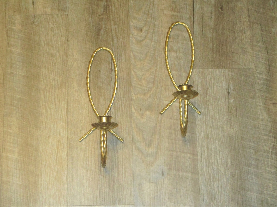 Home Interior Gold Rope Sconce, Metal Sconce, 11 1/2" Tall, Set of 2 ...