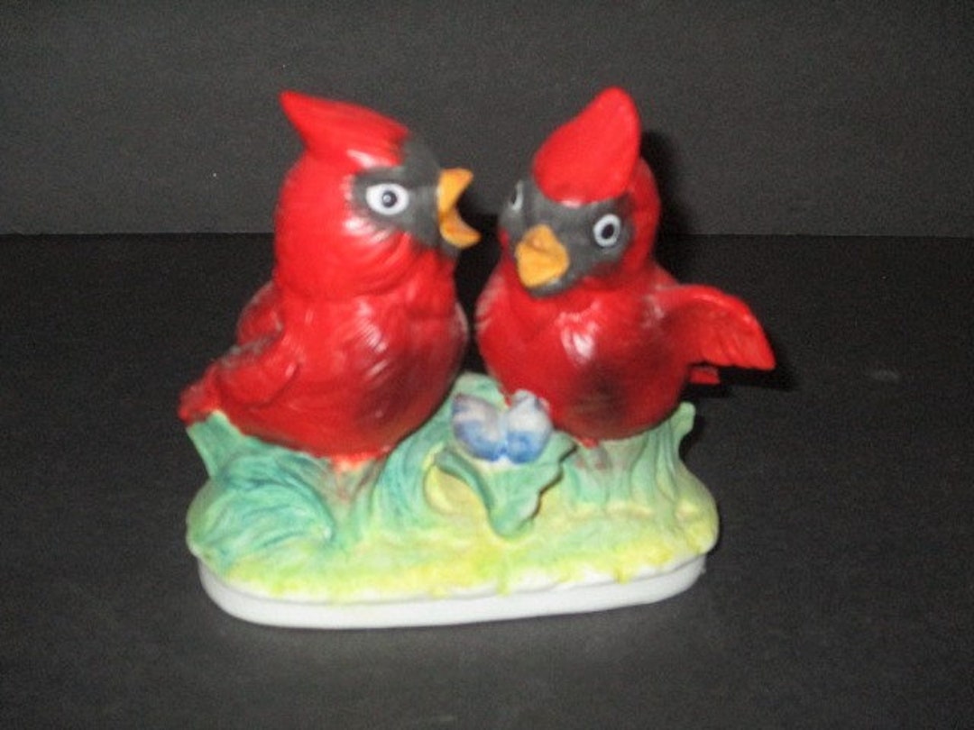 Porcelain Cardinal Figurine, Cardinal Couple, 4 1/4" Tall X 4 1/2" Wide ...