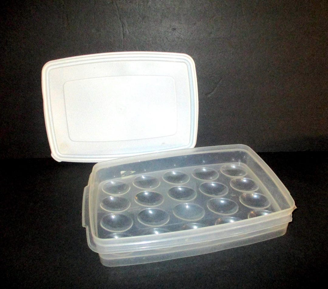 Rubbermaid Deviled Egg Keeper Carrier Servin Saver, Beige Snap Lid ...