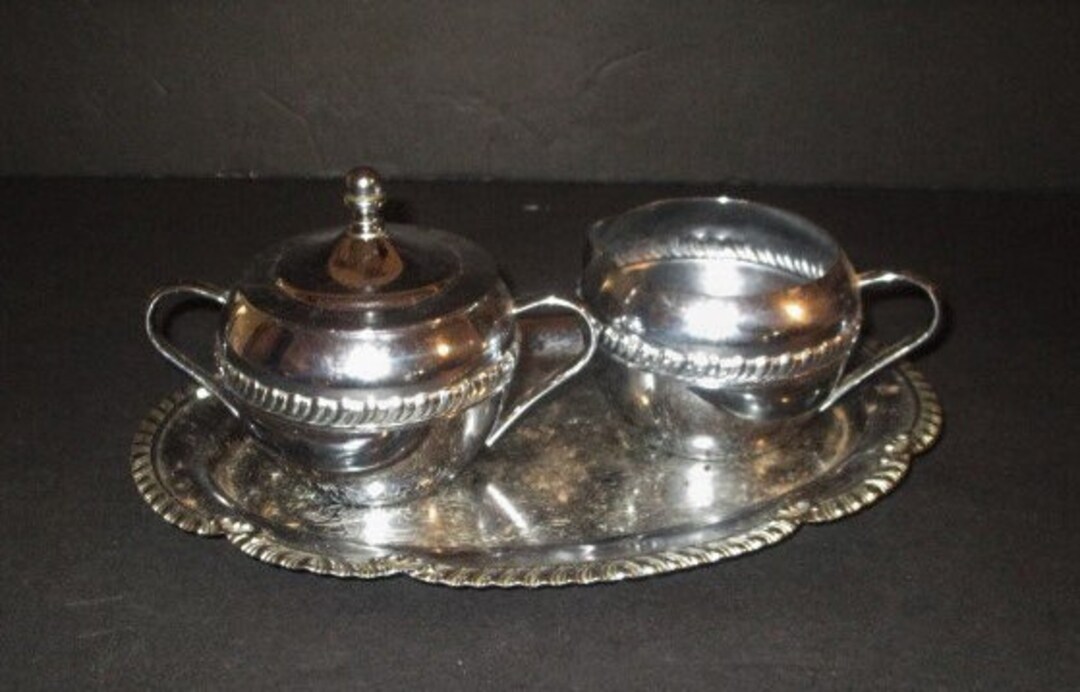 Irvinware Silverplate Creamer and Sugar Bowl With Underplate Serving ...