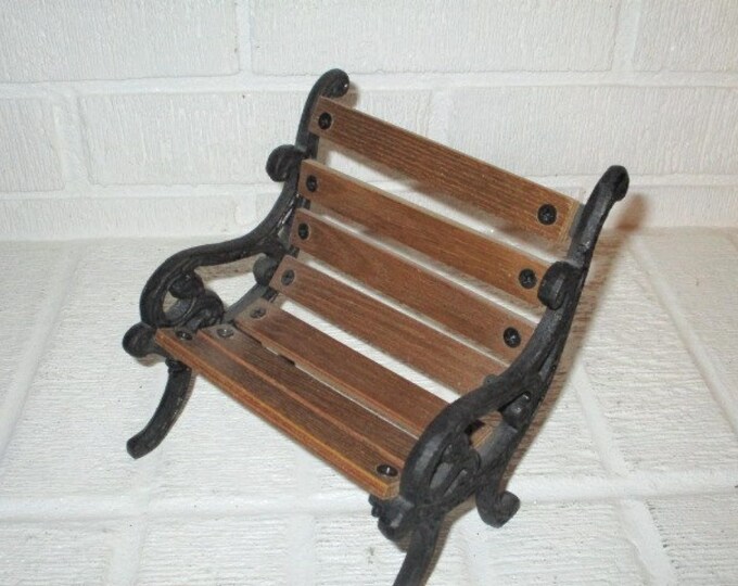 Vintage Cast Iron and Wood Slat Doll Bench, 6" Tall X 6" Wide, Wooden ...